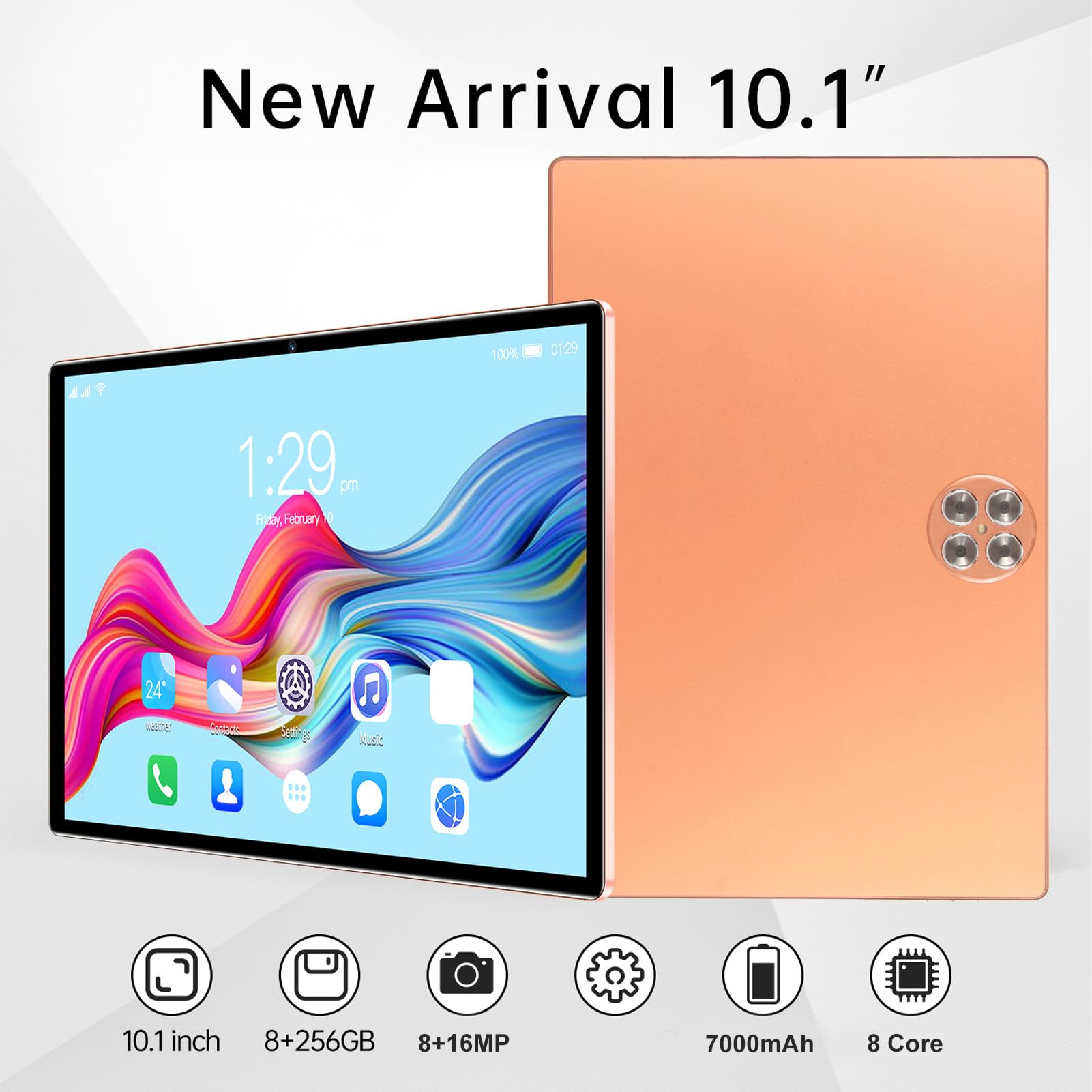 jerss 2 in 1 10.1 Inch Tablet, Support GPS 2 in 1 Portable Tablet 5G WiFi 100-240V 8 Core CPU 8G 256G for Android 12 for Daily Life (US Plug)