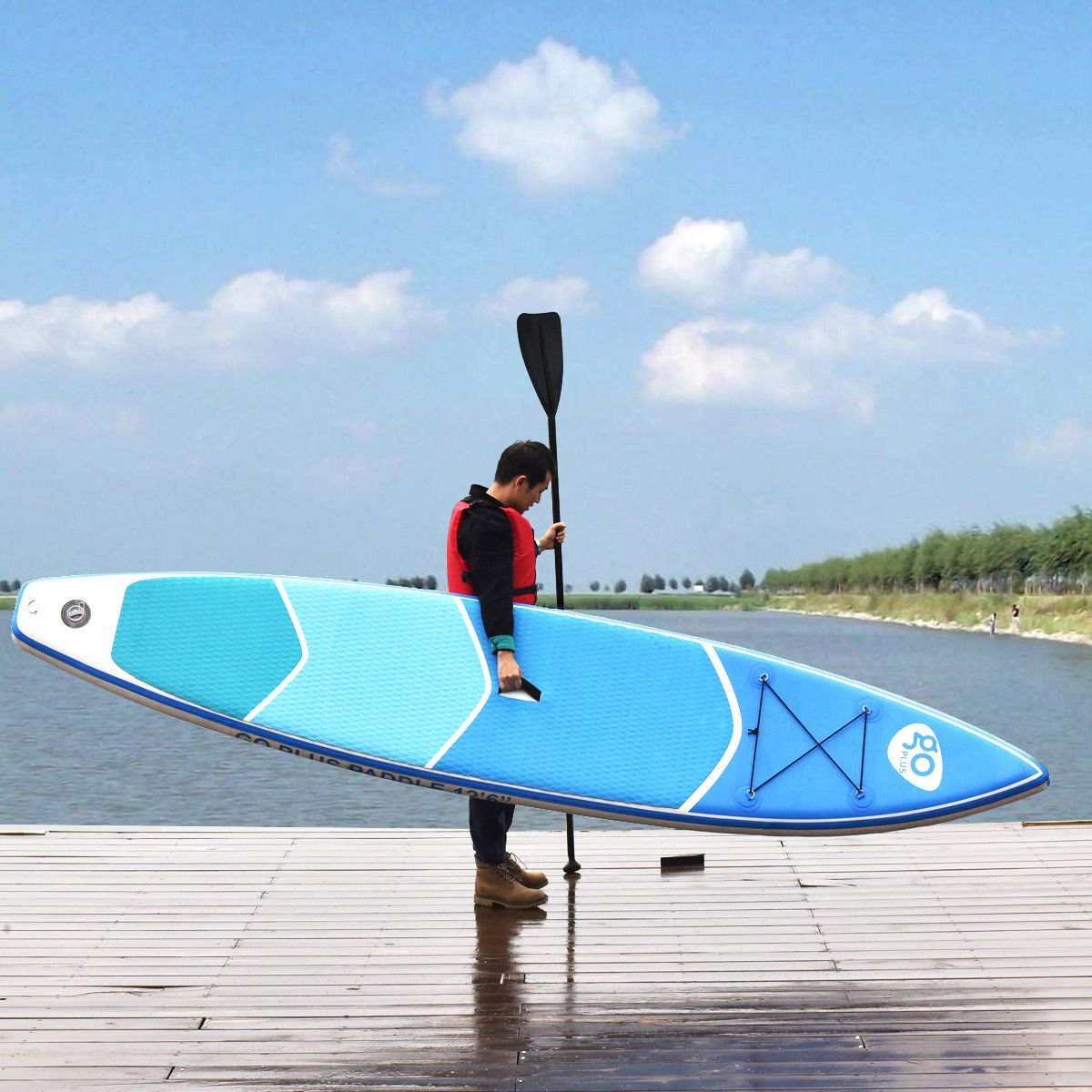 Goplus SUP Inflatable Cruiser Stand Up Paddle Board for Professional Racing 6" Thickness iSUP w/Removable Single Fin, Adjustable Paddle, Pump Kit and Backpack (12.5' Professional Sup)