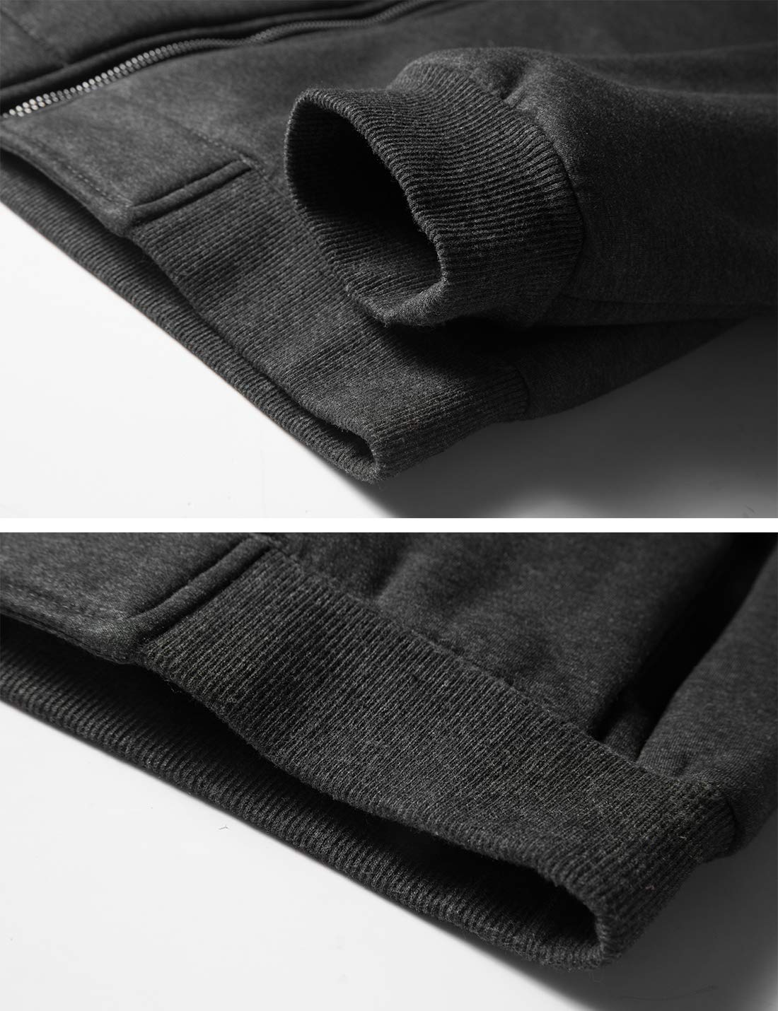 Gihuo Men's Winter Sherpa Lined Hoodie Zip Up Sweatshirt Heavyweight Warm Fleece Jacket with Pockets (Dark Grey, Large)