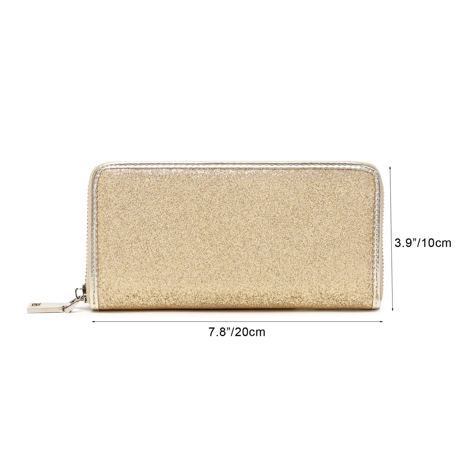 LAM GALLERY Sparkling Glitter Wallet Purse Bling Evening Clutch Wallets for Wedding Party - Gold