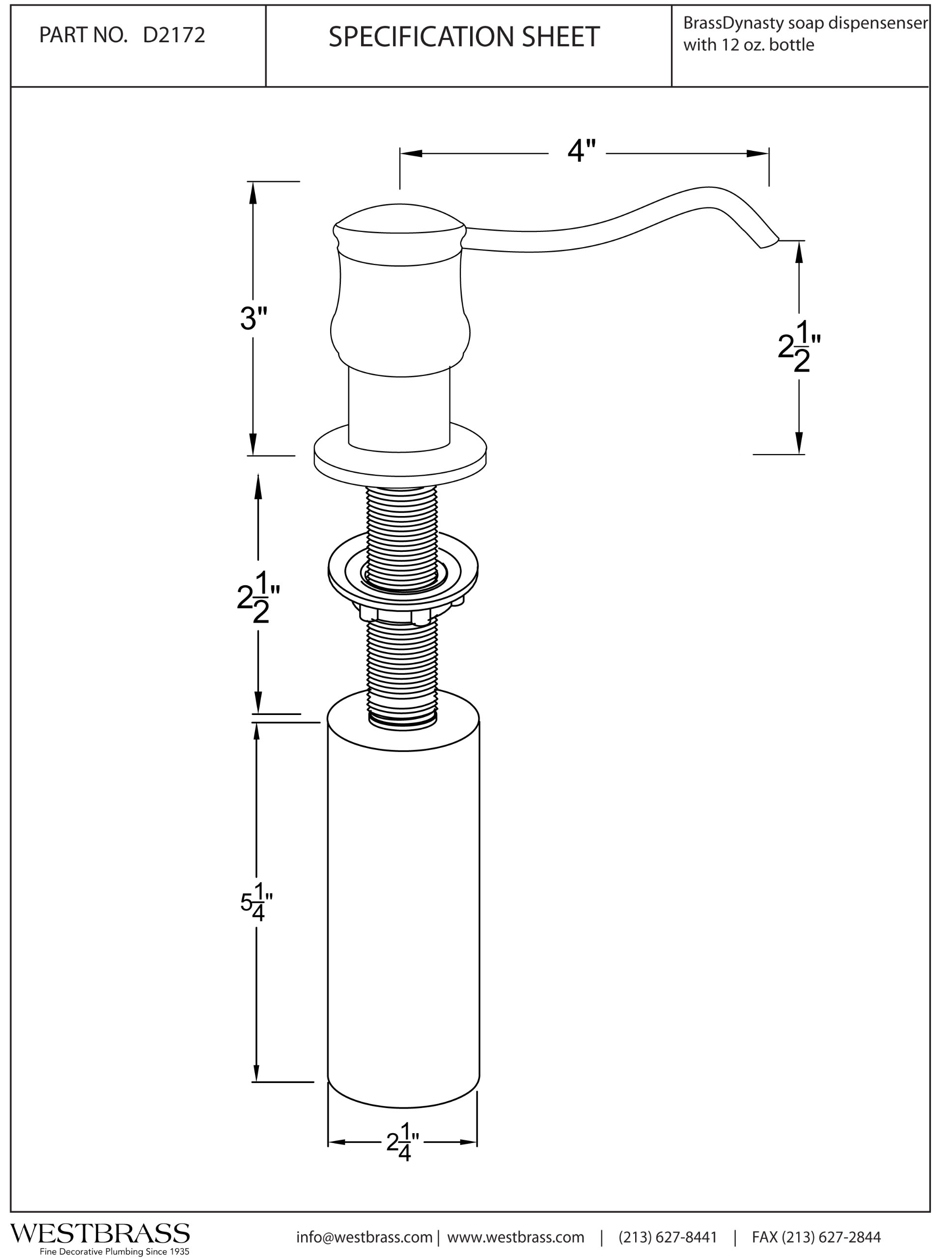 Westbrass D2172-07 Dynasty Kitchen Sink Deck Mounted Liquid Soap/Hand Sanitizer Dispenser with Refillable 12 oz Bottle, Satin Nickel