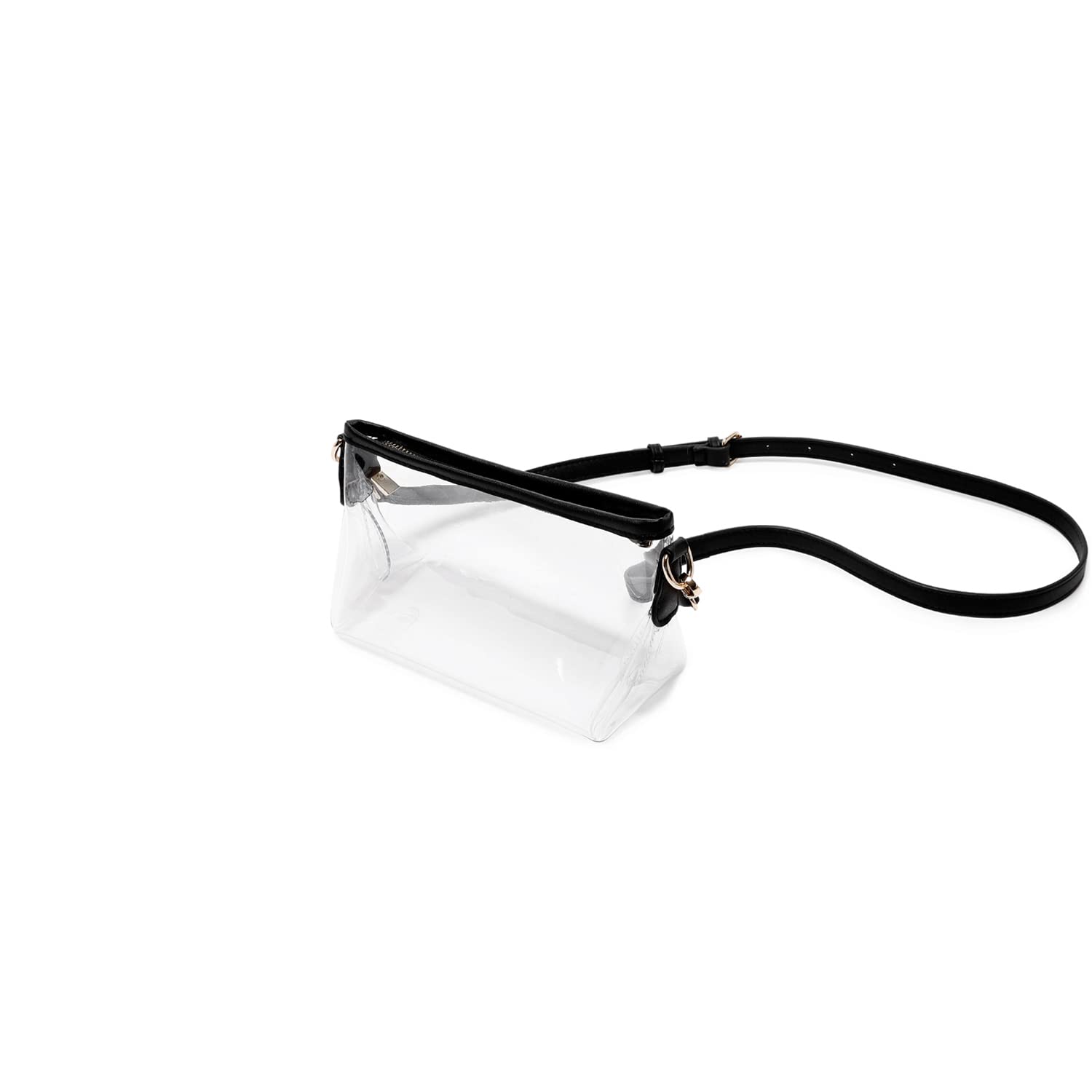 LAM GALLERY Women's Small Clear Crossbody Bag Stadium Approved PVC Clear Purse for Work and Concert - Black