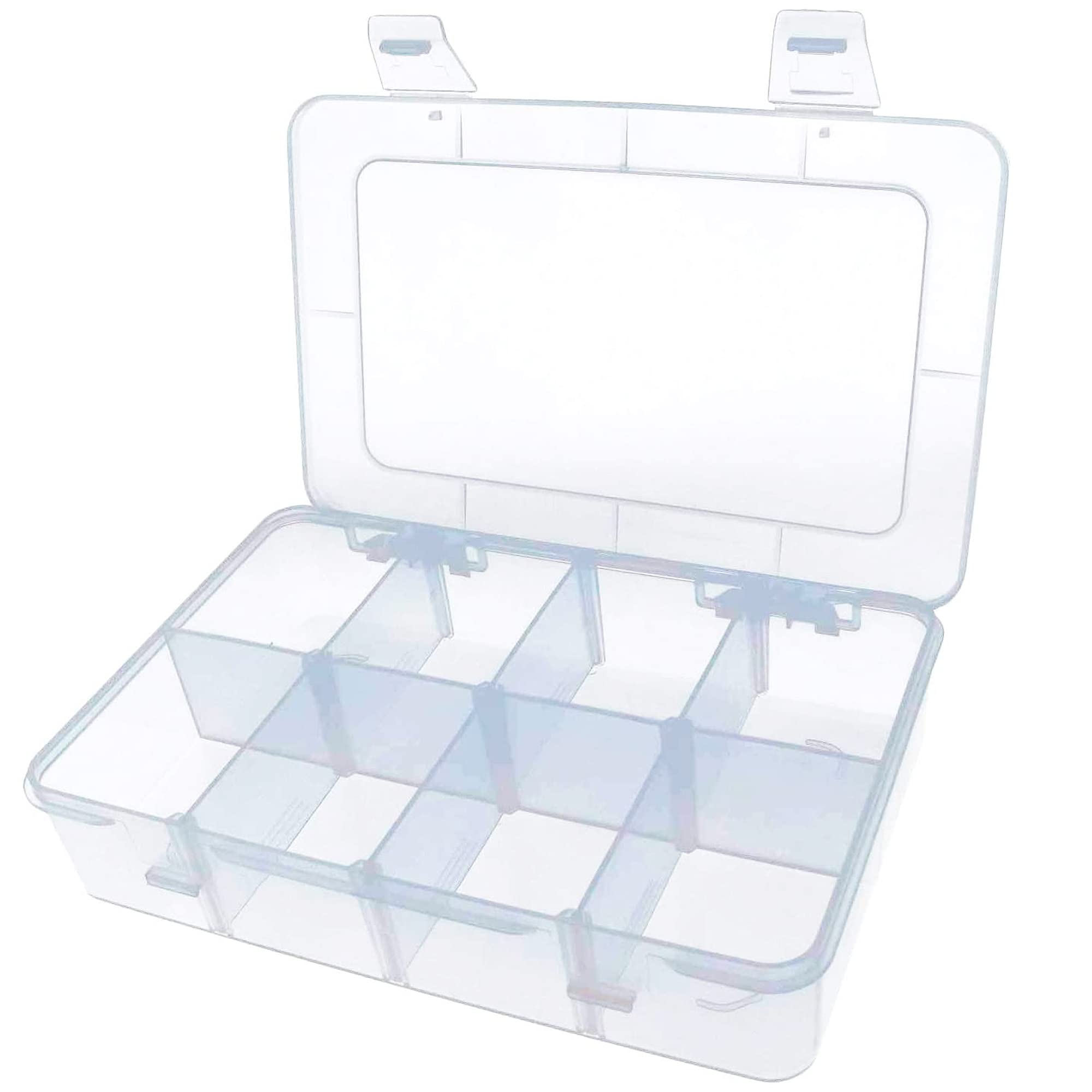 Xiaoyztan 8-Grid Snack Box Container with Removable Dividers Plastic Organizer Box for Candies Snacks Electronics Jewelry Small Parts (7.3in x 4.9in)