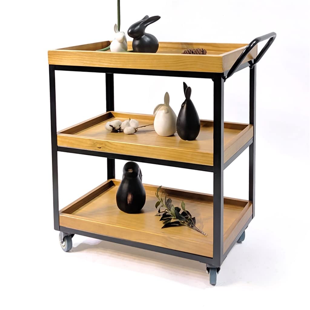 N/A Dining Car Trolley Hotel Business Restaurant Mobile Cake Delivery Car Iron Multi-Functional Hand Push Bar Cart (Color : A, Size : 80 * 40 * 75cm)