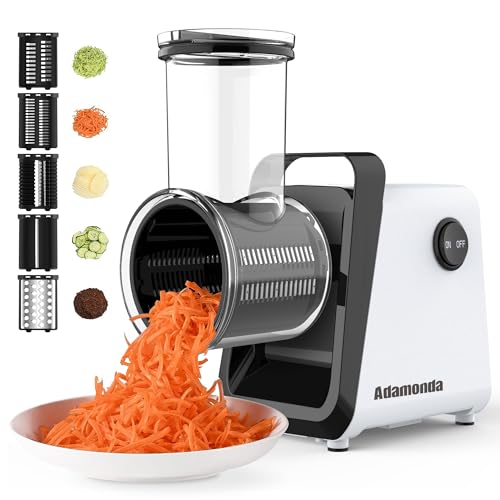 Handy Electric Vegetable Cutter Food Slicer Cheese Grater Kitchen Gadget,5 Usefull Functions like slices,wavy slices,grates,and shreds to be a Great prep tool for your cooking or Salad Maker