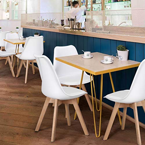 Yaheetech Chairs for Dining Room Dining Chairs DSW Chair Accent Chair with Beech Wood Legs Modern Mid Century Eiffel Inspired Chair Dining Room Chairs Set of 4 Kitchen Chairs White,4Pcs