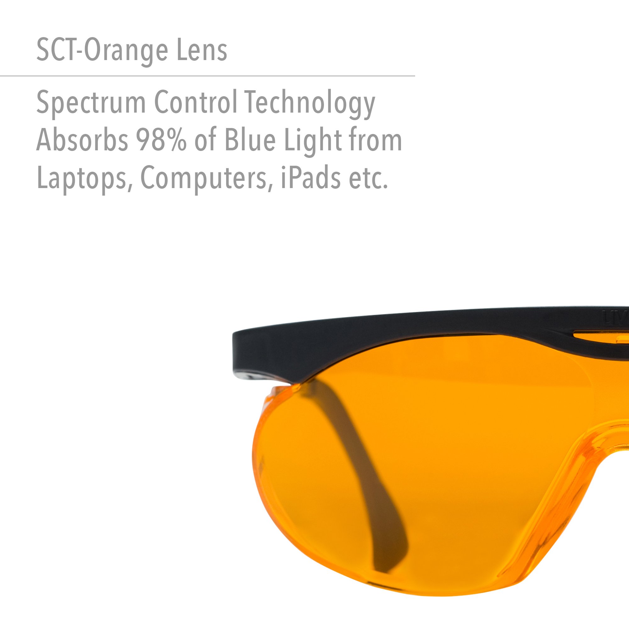 Honeywell Uvex Skyper Blue Light Blocking Computer Glasses with SCT-Orange Lens, (S1933X), S1933X-3 (3 Count)