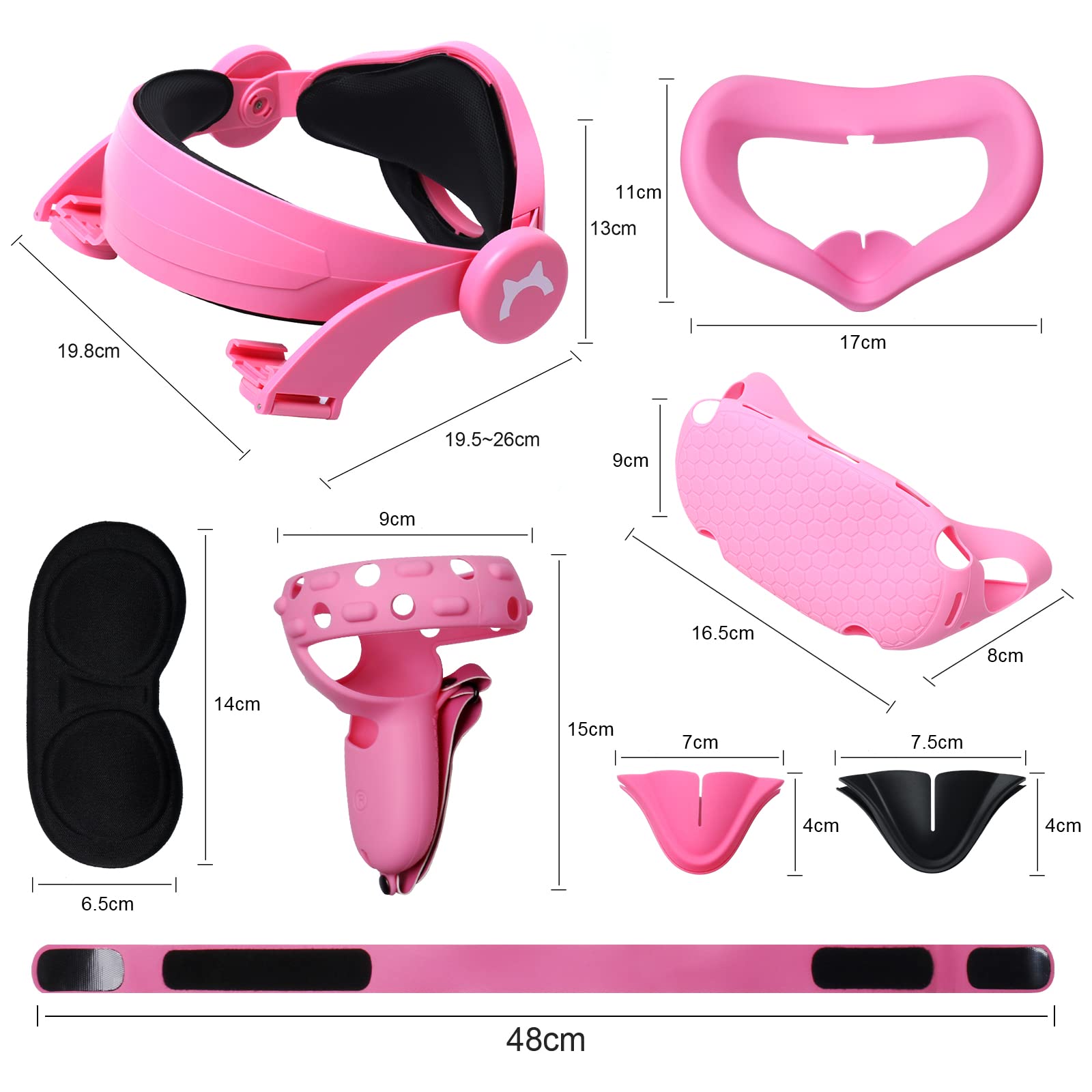 HUAYUWA Adjustable Headband with Head Cushion Compatible for Oculus Quest 2 VR Accessories, Replacement for Elite Strap Comfortable Protective Head Strap Reduce Pressure, Pink 2