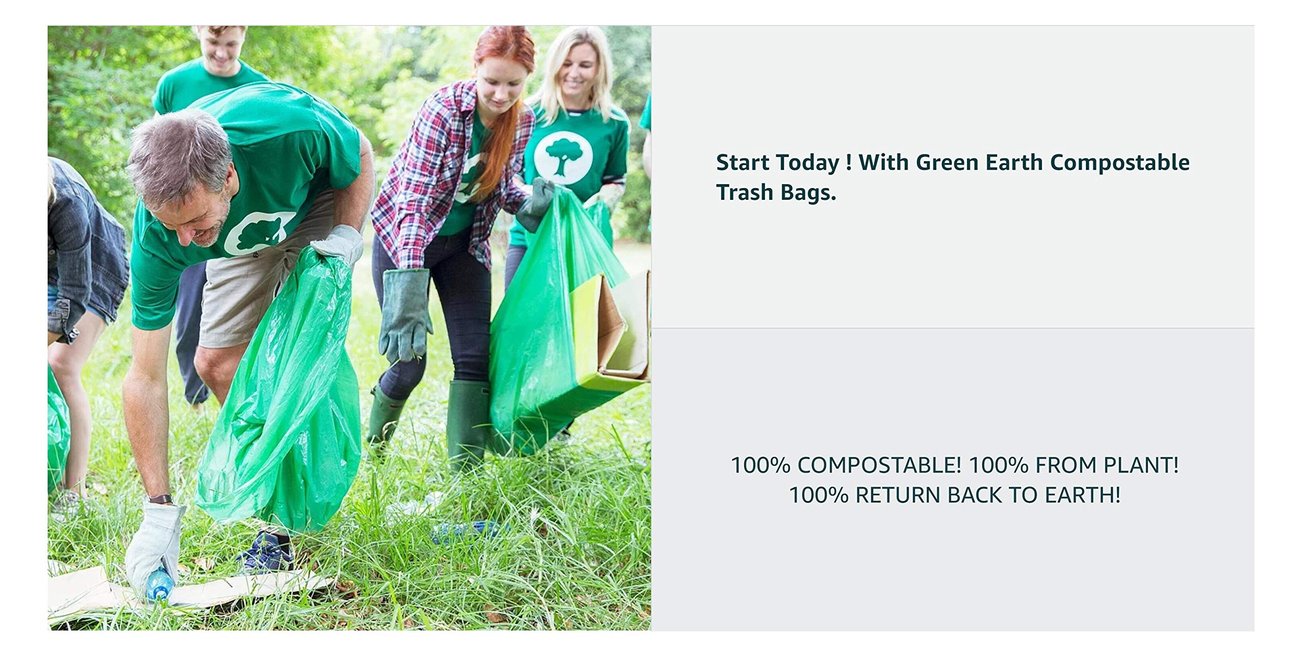 Green Earth Compostable Tall Kitchen Food Scrap Waste Bags, 13 Gallon, 49 Liter, 50-Count, Superior Strength 0.9 Mil Thickness, ASTM D6400, US BPI & Europe OK Compost Home Certified, USA
