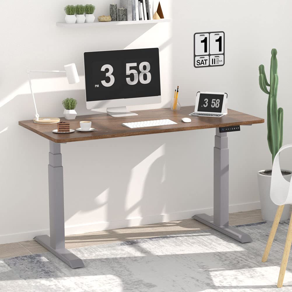 HAIAOJIA Electric Stand up Desk Frame, Dual Motor Load 270lbs Ergonomic Electric Standing Desk Frame 3-Stage Height Adjustable with Memory Controller - Frame Only