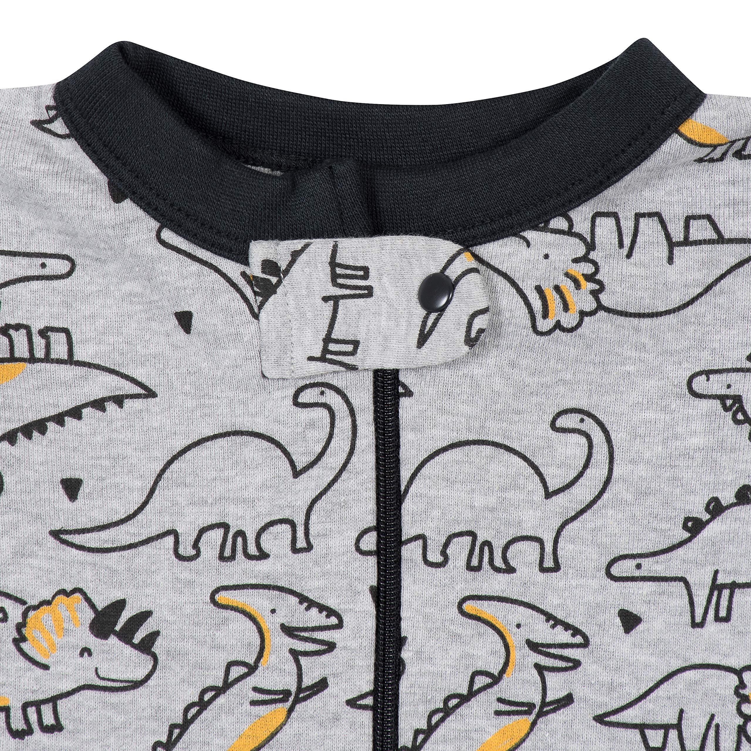 Gerber Baby Boys' 4-Pack Footed Pajamas, Dinosaurs Space Grey, 24 Months
