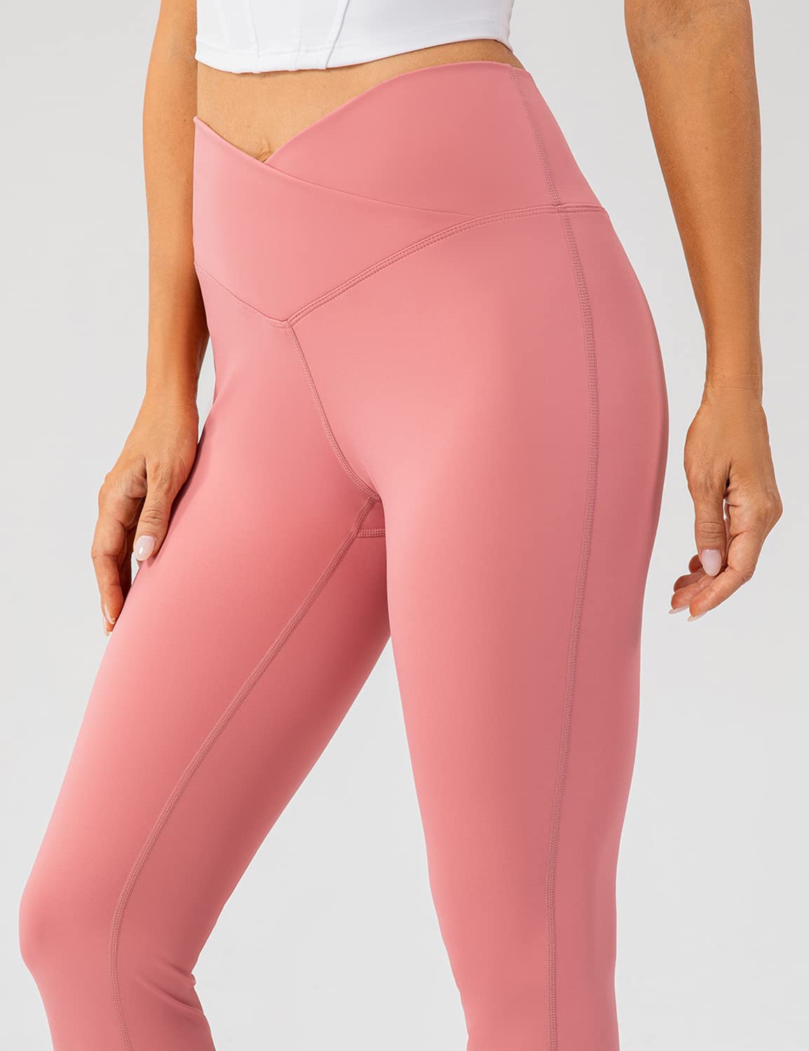 Lavento Women's Bootcut Yoga Pants - Crossover Flare Leggings for Women (Rose Pink, Small)
