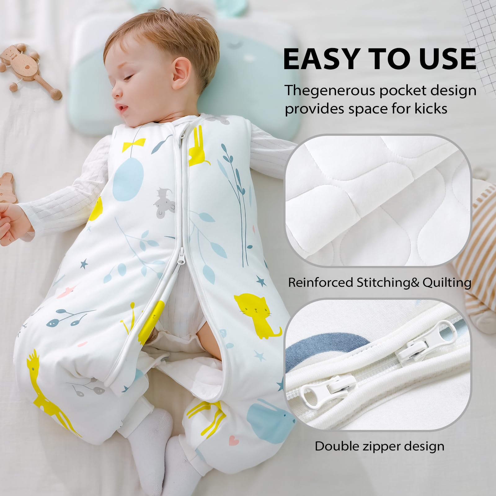 Mosebears Baby Sleep Sack with Feet,Baby Winter Sleep Sack for Toddler Thicken 2.5 TOG (3-4T Years, Baby height 38-42 inches)
