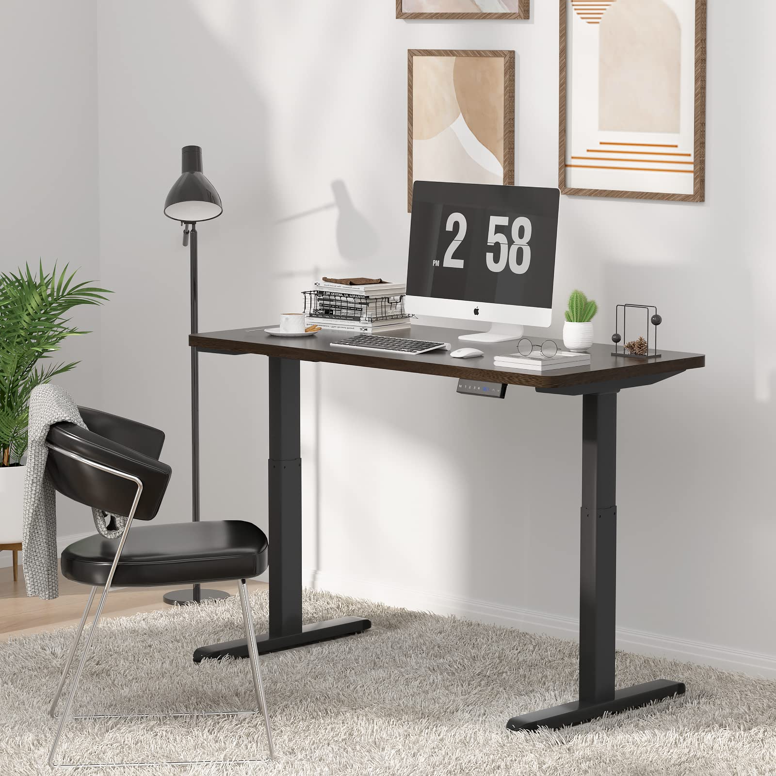 HAIAOJIA Height Adjustable Standing Desk Frame - Dual Motor Load 265lbs Electric Sit Stand Desk Stand Up Desk Heavy Duty 2-Stage Base for Home Office - Frame Only, Black