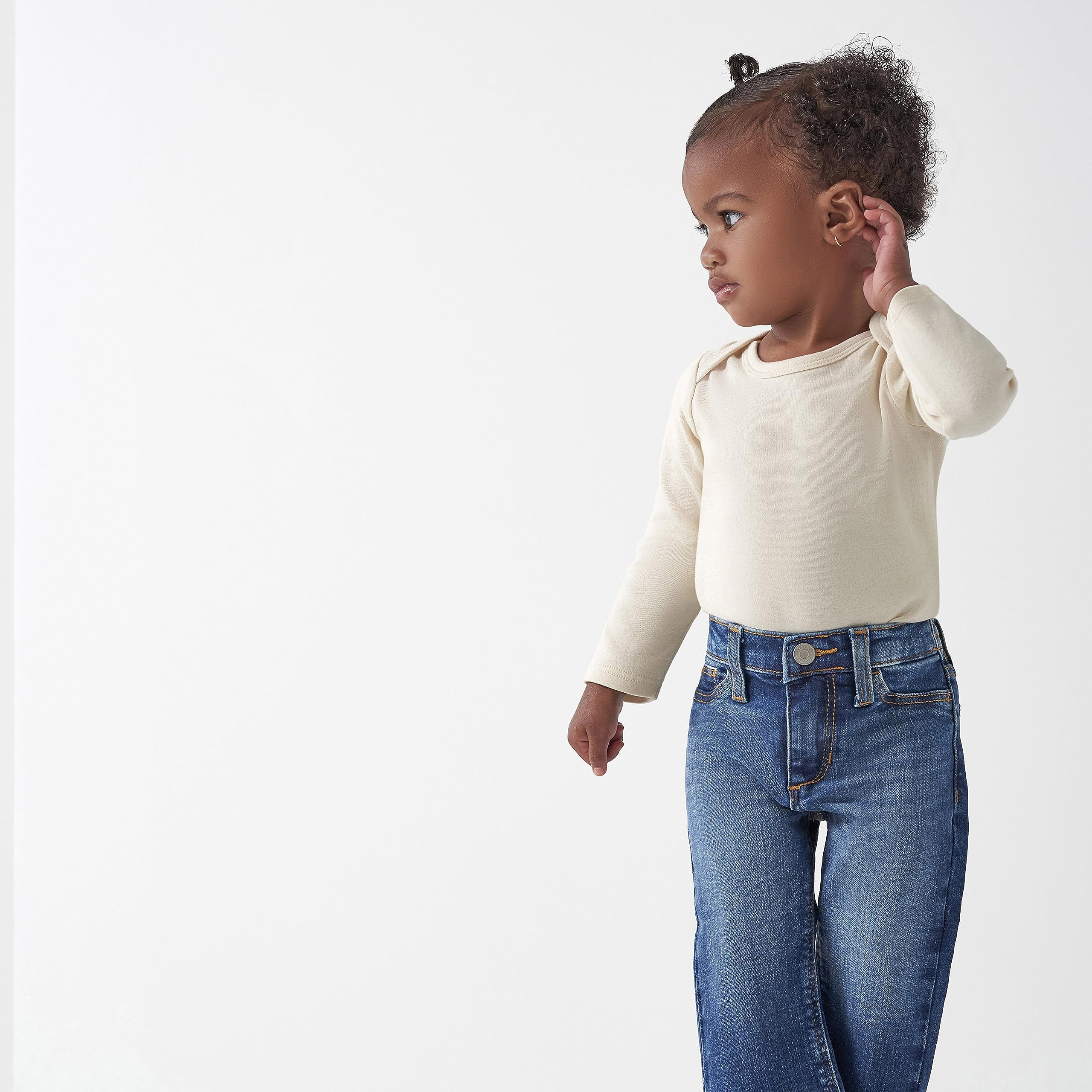 Gerber Baby Toddler Straight Leg Stretch Denim Jeans, Infant Blue, 3-6 Months