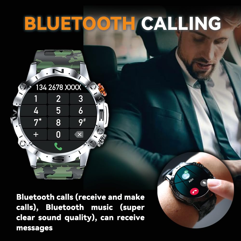 GLONHI Smart Watch for Men Women, 1.43" AMOLED HD-Display (Answer/Make Call),Fitness Tracker with Heart Rate Blood Oxygen Monitor, 40Days Long Battery for Android iOS (Silver)