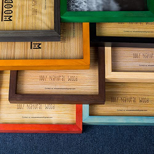 Green Wooden Picture Frame 11x14 - Natural Rustic Solid Wood Thick Borders, Wall Mounting and Desktop Photo Frames