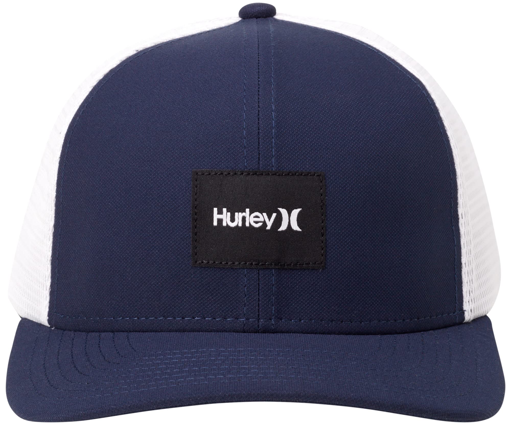 Hurley Men's Baseball Cap - Warner Curved Brim Snap-Back Trucker Hat, Size One Size, Obsidian