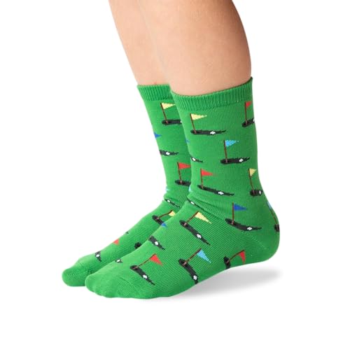 Hot Sox boys Sports Series Novelty Crew Casual Sock, Golf (Green), 6 12 US
