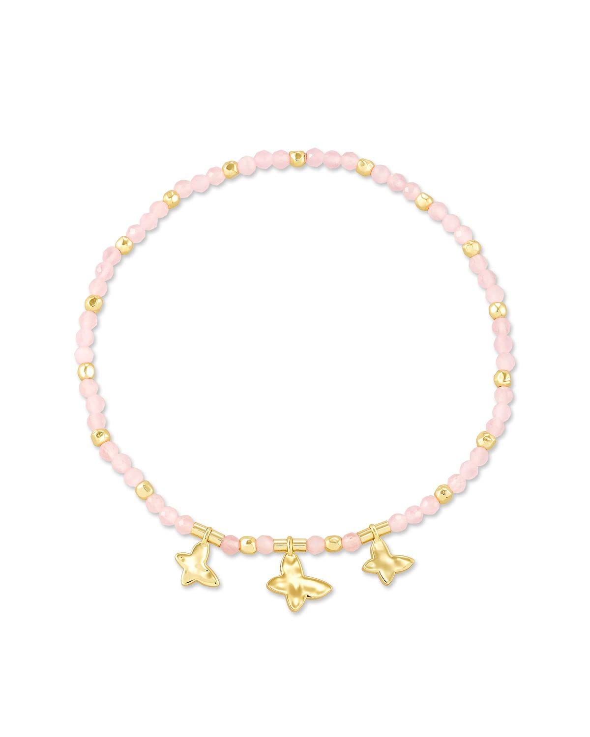Kendra Scott Lillia Butterfly Stretch Bracelet in 14k Gold-Plated Brass, Fashion Jewelry for Women, Pink Cats Eye
