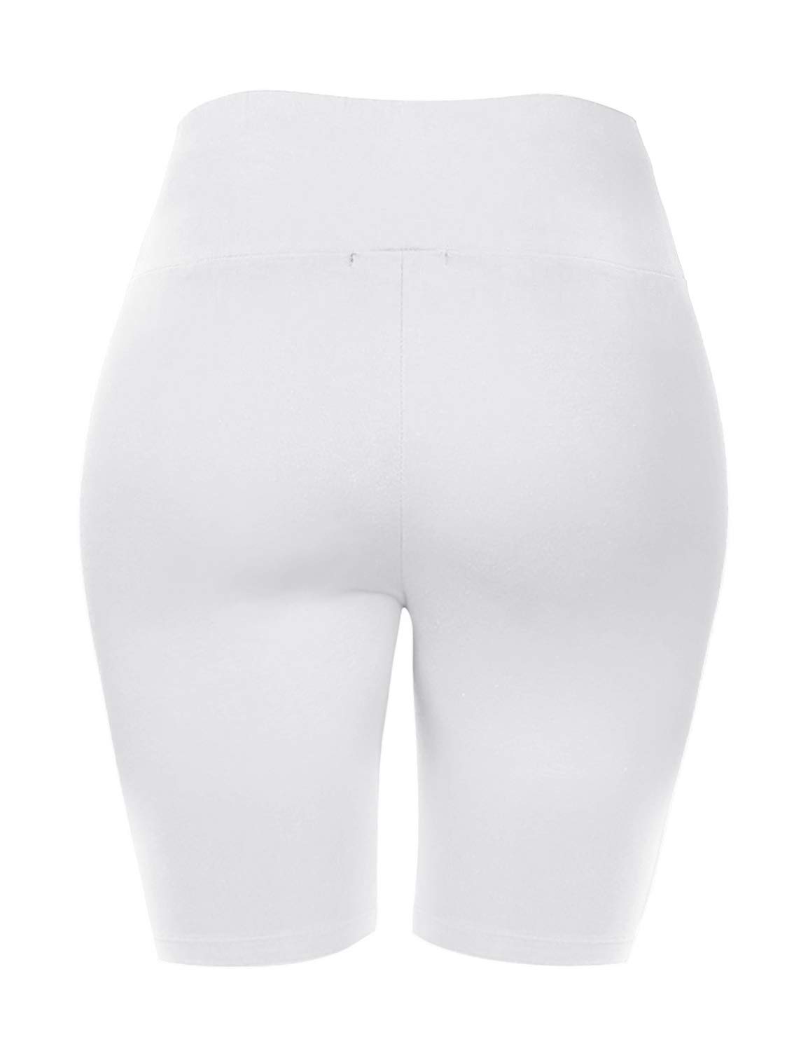 HATOPANTS Women Biker Shorts Buttery Soft High Waist Mid Thigh Short Pants White 1XL