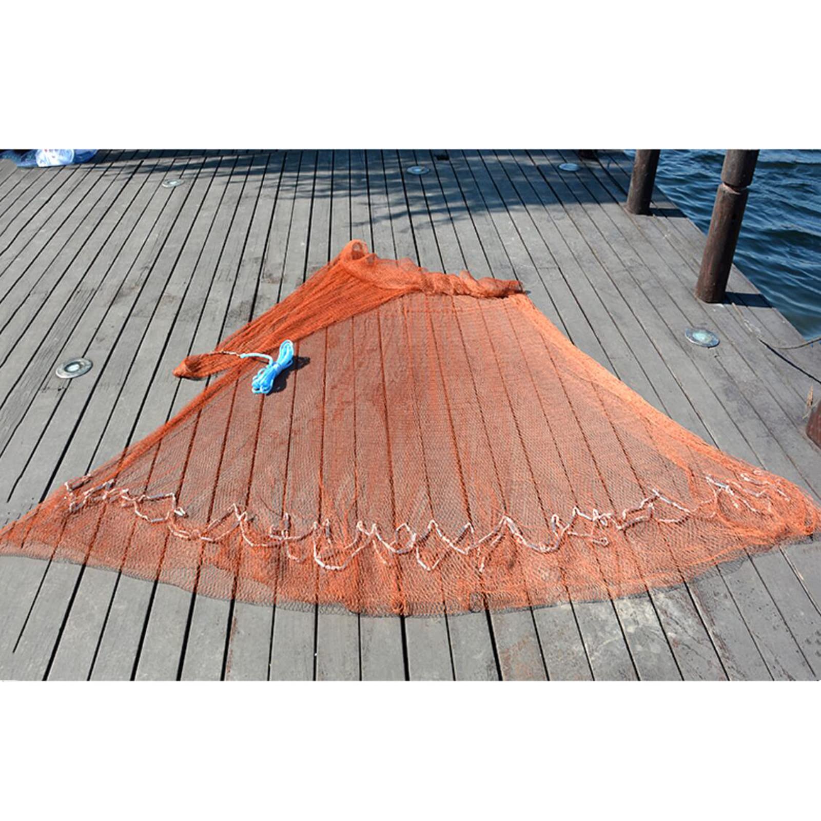 HWTOP Fishing Net, Traditional Old-Fashioned Hand Throwing Net, Automatic Fishing Tool, Durable, for Shrimp, Crab, Fish, 2 Fingers
