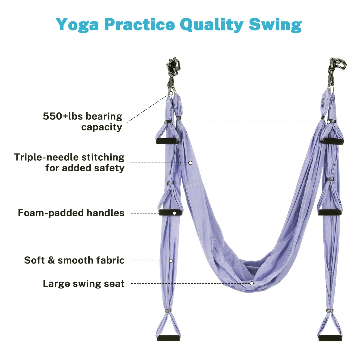 Gonex Aerial Yoga Swing Set, Trapeze Hammock Sling, Antigravity Inversion Ceiling Hanging Include Daisy Chain, Carabiner, Post Guide for Beginners Relax Relieve Back Pain