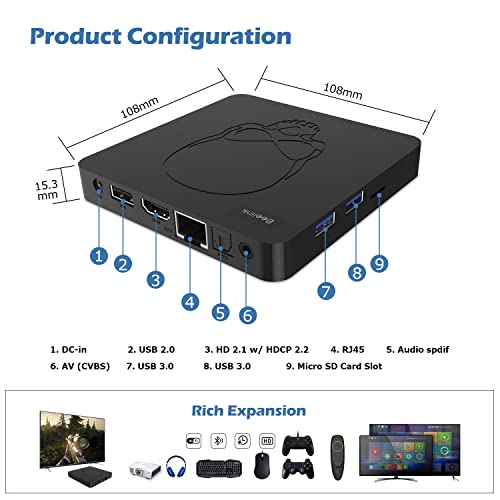 Kinhank Retro Game Console,Super Console X King Emulator Console with 117000 Games,Compatible with Most Emulators,EmuELEC 4.5/Android 9.0/CoreE 3 System in 1,4K UHD Output,2.4G+5G WiFi,BT 4.1