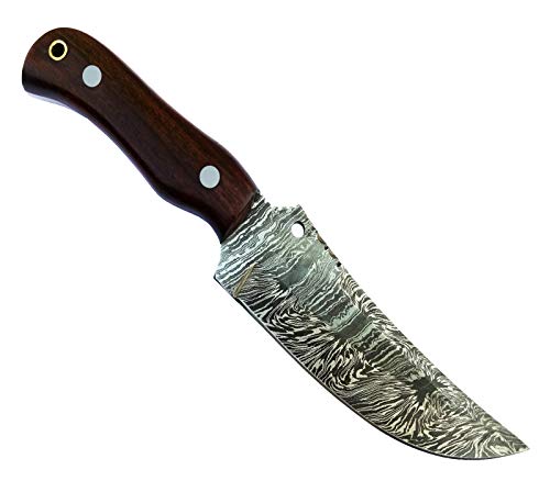 HK-80 Handmade Damascus Hunting Knife 224 Layers Bone and Wood Full Tang Handle With Leather Sheath