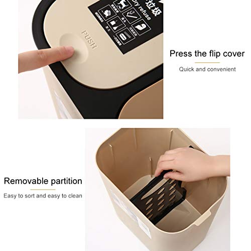 WXXGY Trash Can Double Recycling Waste Bin Twin Double Compartment Bin for Waste Separation for Waste Recycling for Kitchen Home/White