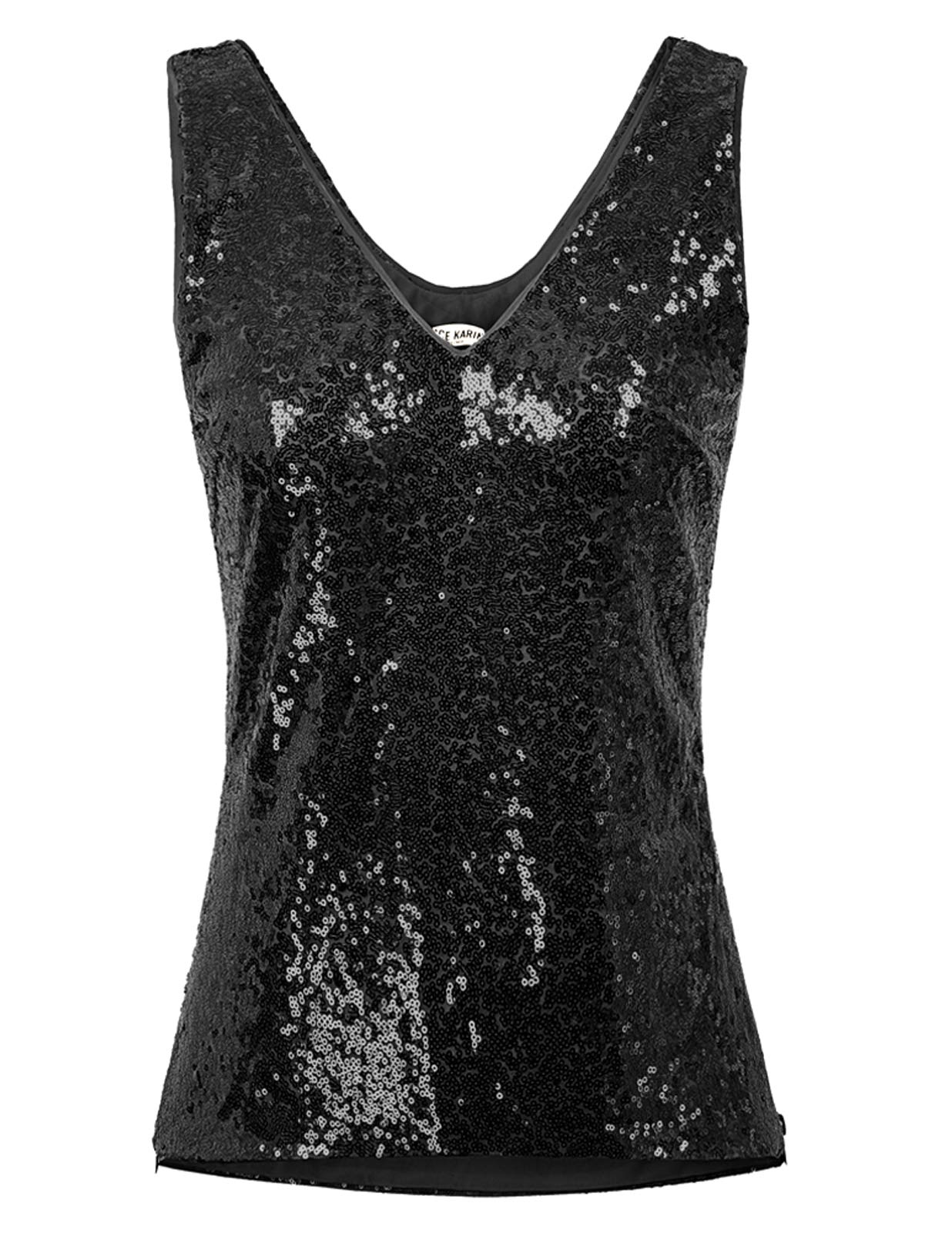 GRACE KARIN Women's Sleeveless Sequin Tops V-neck Vest Camisole T-shirt Blue Green L