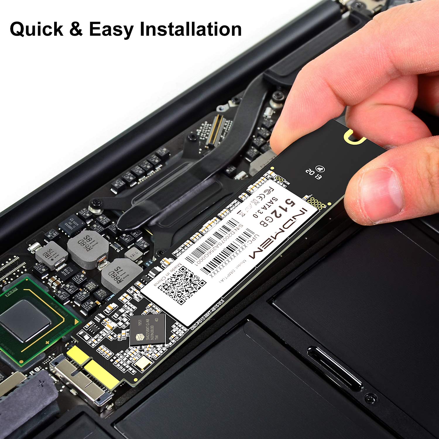 INDMEM AHCI SATA SSD 512GB 3D TLC Flash Drive Upgrade for MacBook Air Late 2010, Mid 2011 A1370 (EMC 2393/2471), A1369 (EMC 2392/2469)