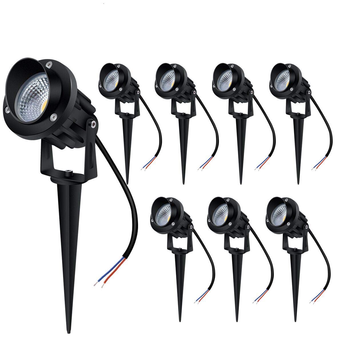 GREEMPIRE Landscape Lighting 8 Pack DC12V-24V Garden Lights 5W Low Voltage LED Landscape Lights IP66 Waterproof Outdoor Spotlights Warm White for Yard Tree Walls Pathway