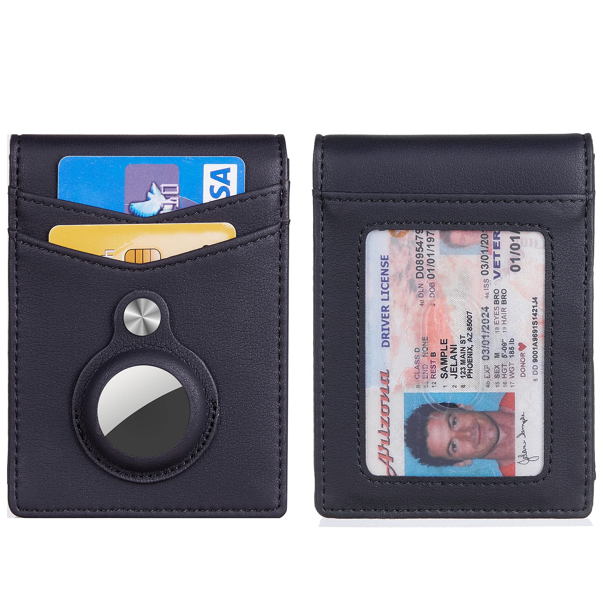 Hawanik Mens Slim Bifold Wallet With Integrated Case Holder for AirTag Oscar, Patent Pending