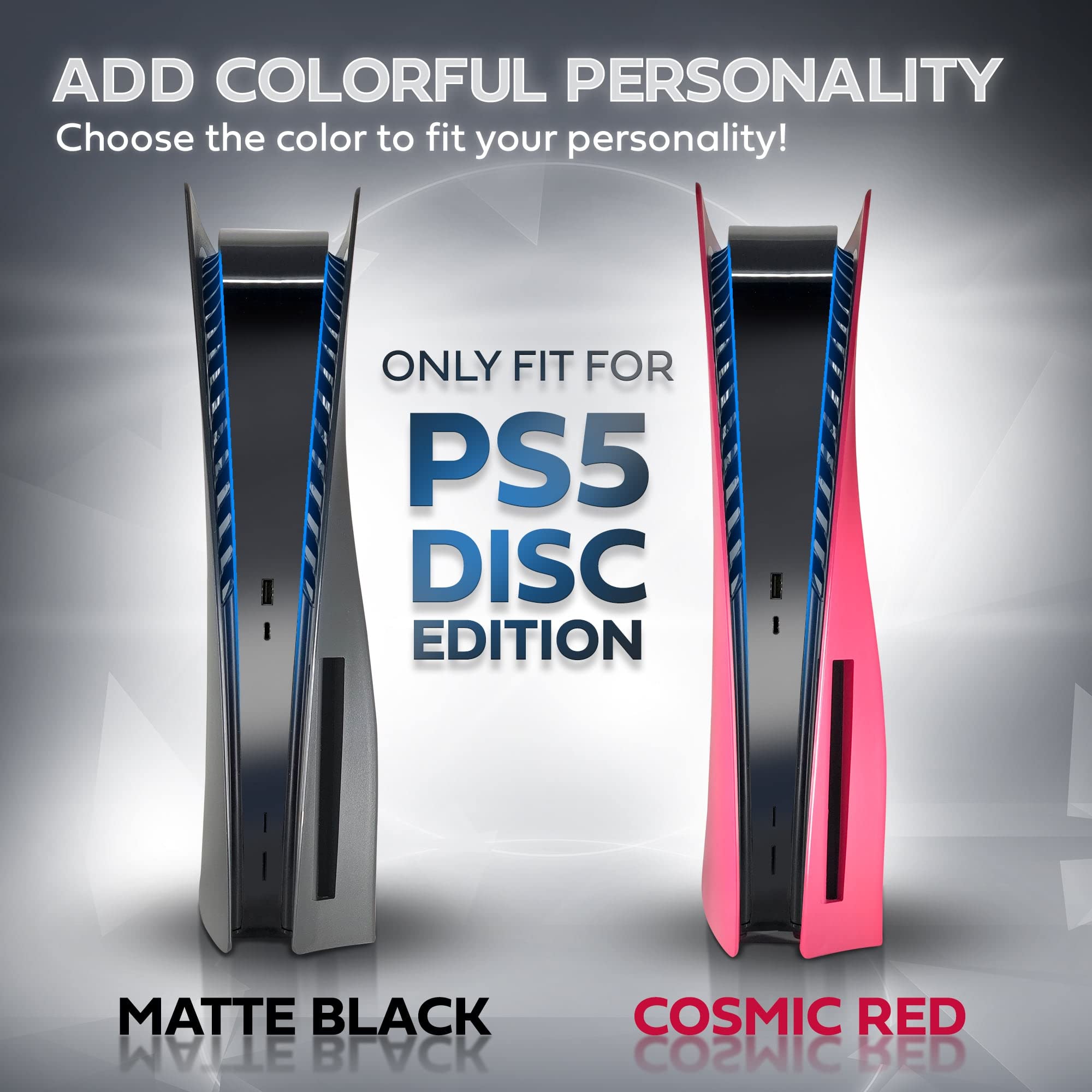 HAPROUND PS5 Face Plates for Disc Edition, Replacement Cover Plates, ABS Shell, Hard Shockproof PS5 Console Cover (Matte Black)