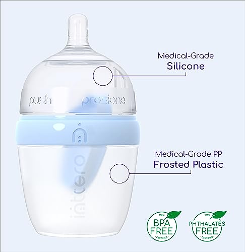 INTTERO 6oz Pink Formula Dispenser Anti-Colic Baby Bottles - 2 Pack/Slow Flow (Cute Pink) — Everyday Baby Essential — Formula Bottle On The Go — Biberones para Formula — Pop Yummy Baby Mixie Brezza