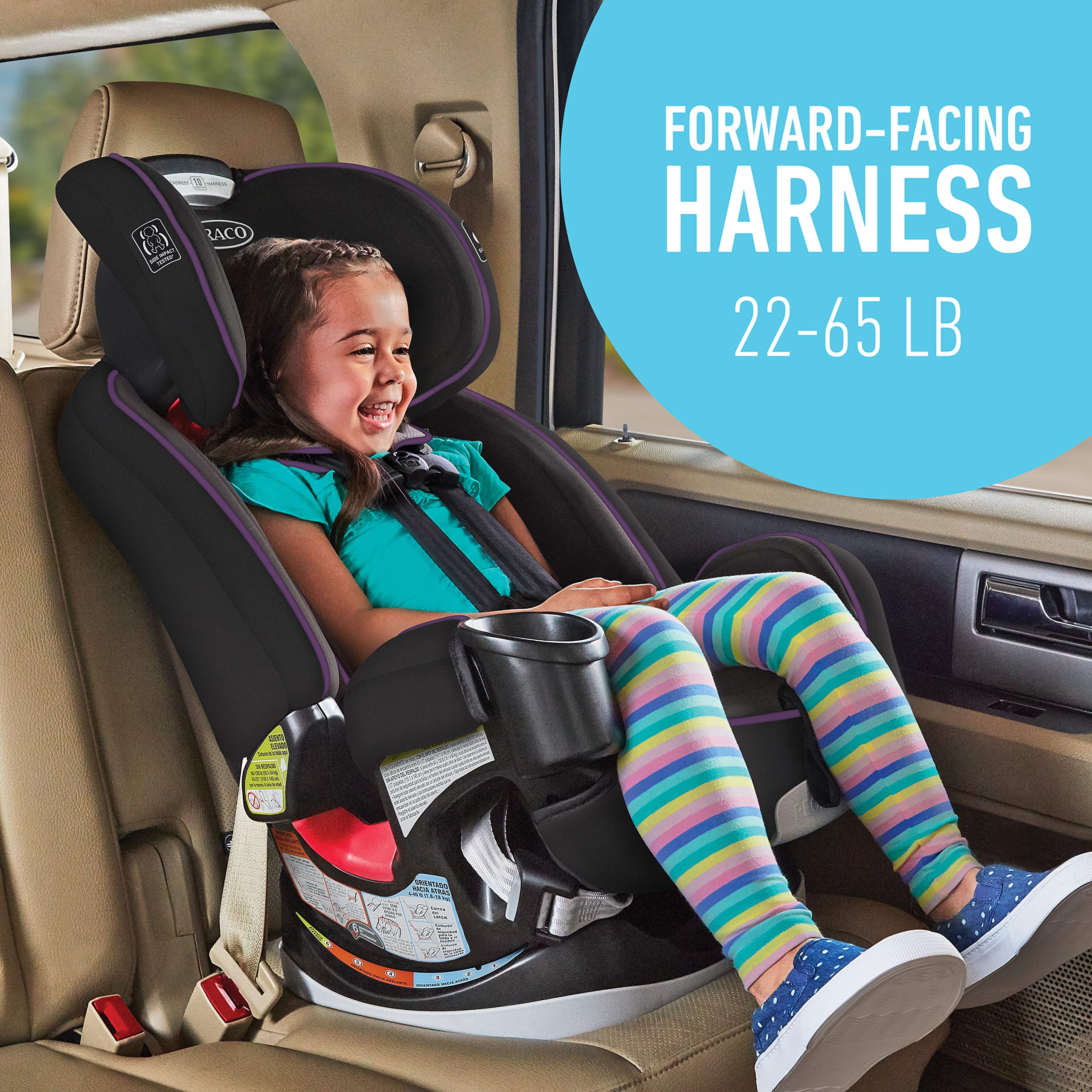 Graco Grows4Me 4 in 1 Car Seat, Infant to Toddler Car Seat with 4 Modes, Vega 1 Count (Pack of 1)