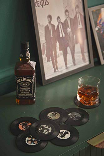 The Beatles - 8 Piece Mini Vinyl Record Coaster Set with Tin & Magnetic Bottle Opener by Retro Musique
