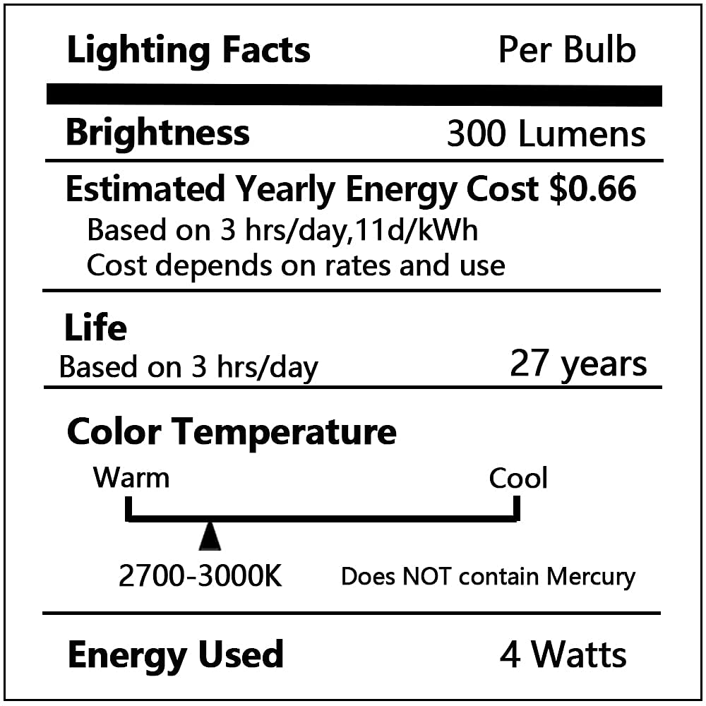 haraqi 6 Pack 4W 120V B11 LED E12 Base Filament Candle Light Bulb, 40W Equivalent Decorative Chandelier Light Bulbs for Chandeliers, Ceiling Fan Lights, Pendants, Fireplace