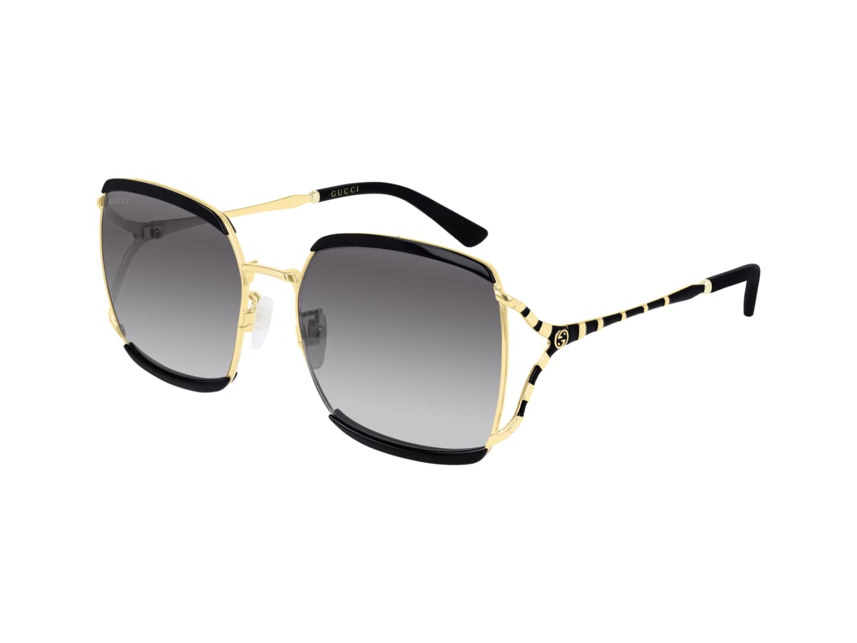 Gucci GG0593SK 001 59MM Black/Grey Square Sunglasses for Women + BUNDLE with Designer iWear Eyewear Kit