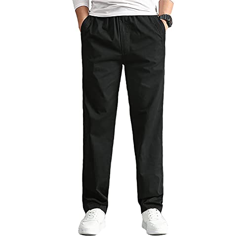 WZIKAI Mens Cargo Pants,Elastic Waist Sweatpants for Men Casual Long Trousers Light Jogger Pants Black XL