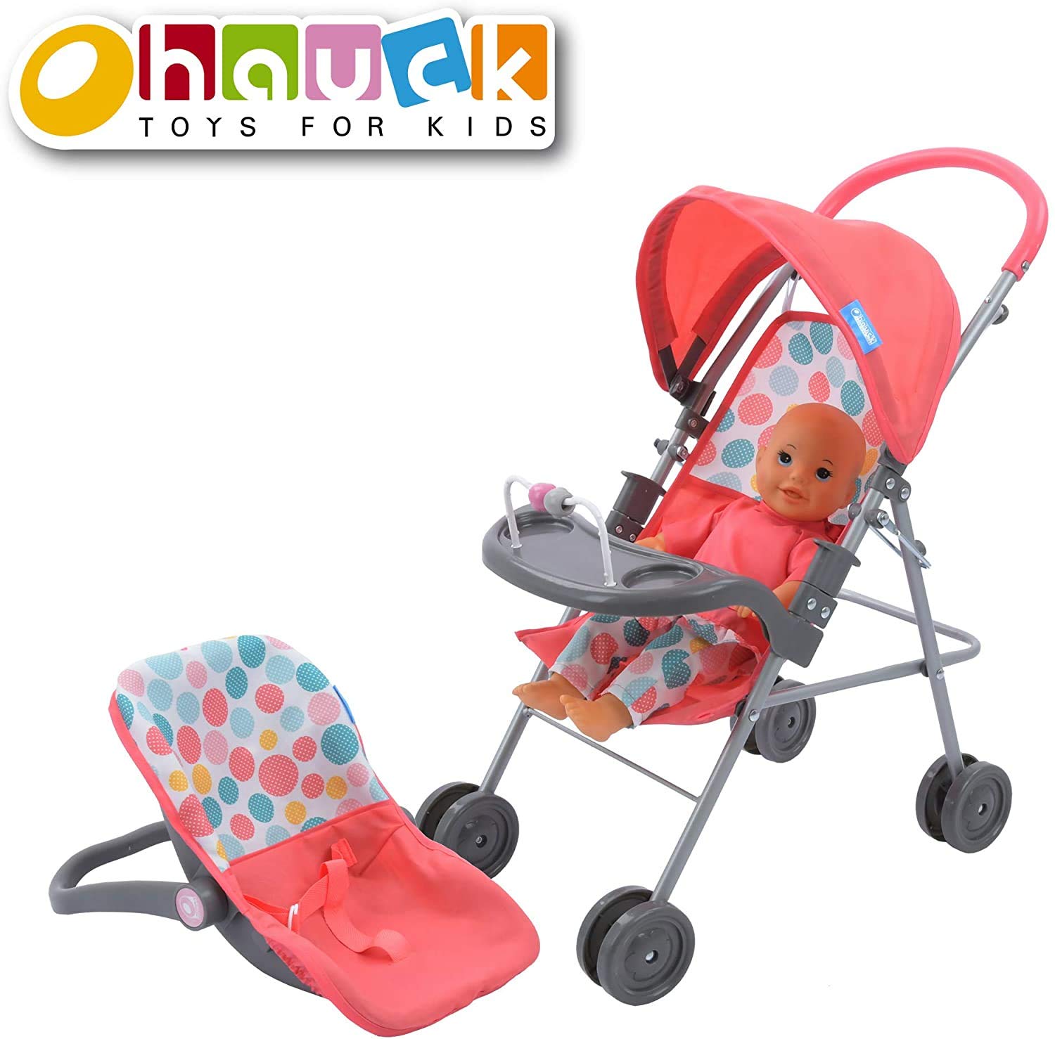 Hauck 14 inch Baby Doll Travel System with Doll Car Seat and Stroller Featuring Canopy and Play Tray