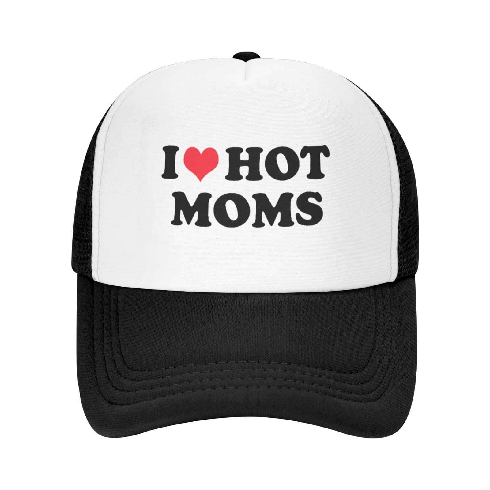 I Love Hot Moms Casquette Sun Caps Fishing Hat Women Snapback Hat Dad Hat Adjustable Dad Hat Unisex Black, One Size