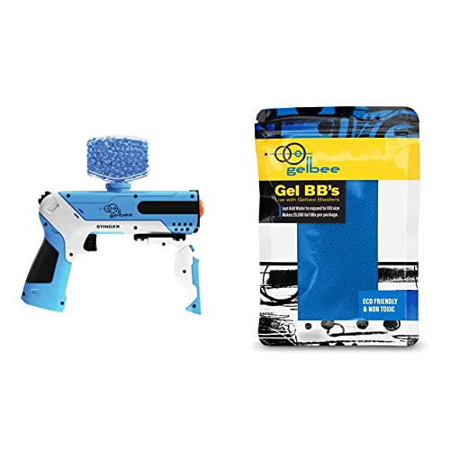 Gelbee Stinger Airsoft Water Bead Gel-BB Blaster GFGBB3, Blue GFGBB6 Airsoft Water Bead Gel-BBS for Use Gel-BB Blasters, Blue, 20,000-Count