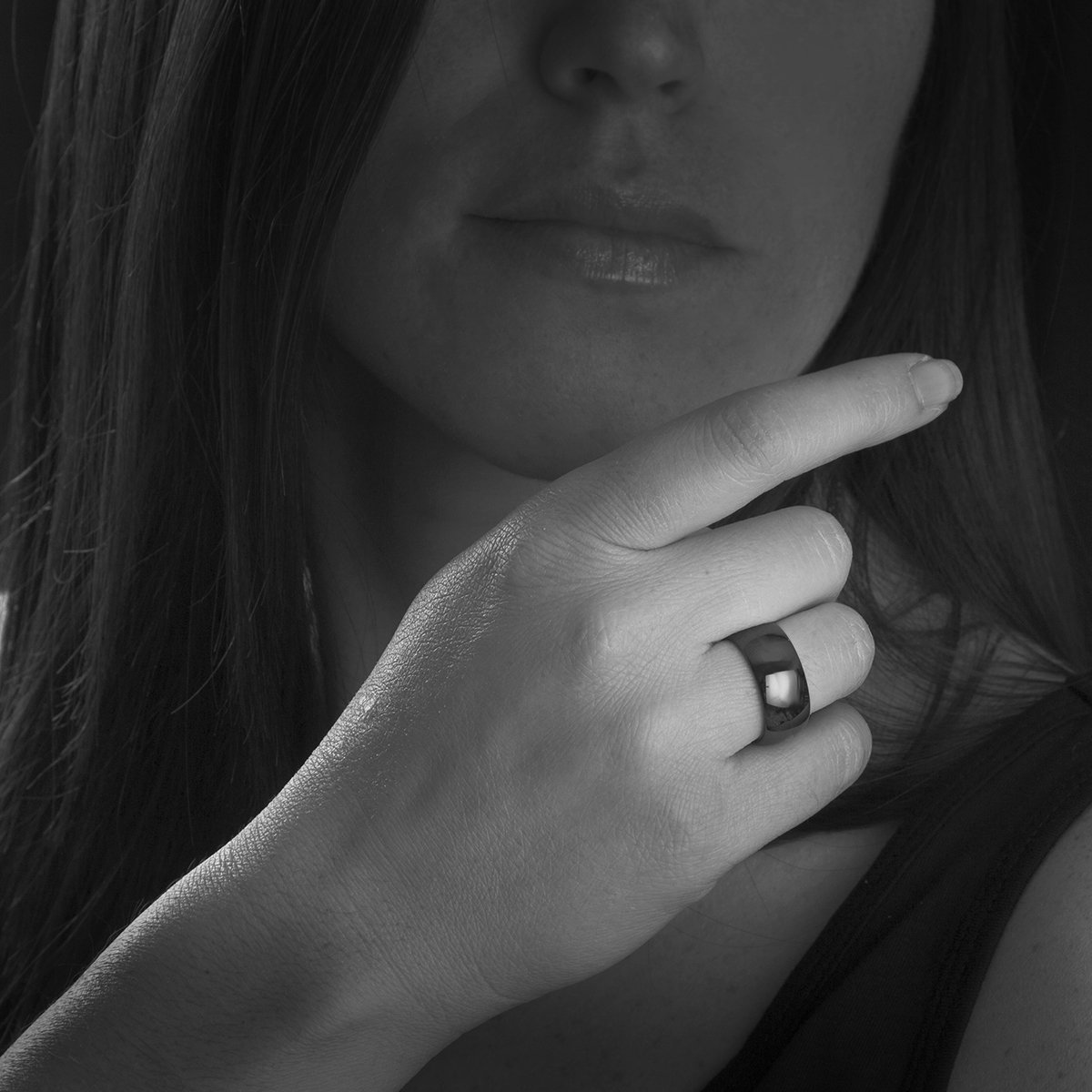 GESTALT COUTURE® Black Ceramic Ring - 10mm. Comfort Fit. Domed & Polished Design.
