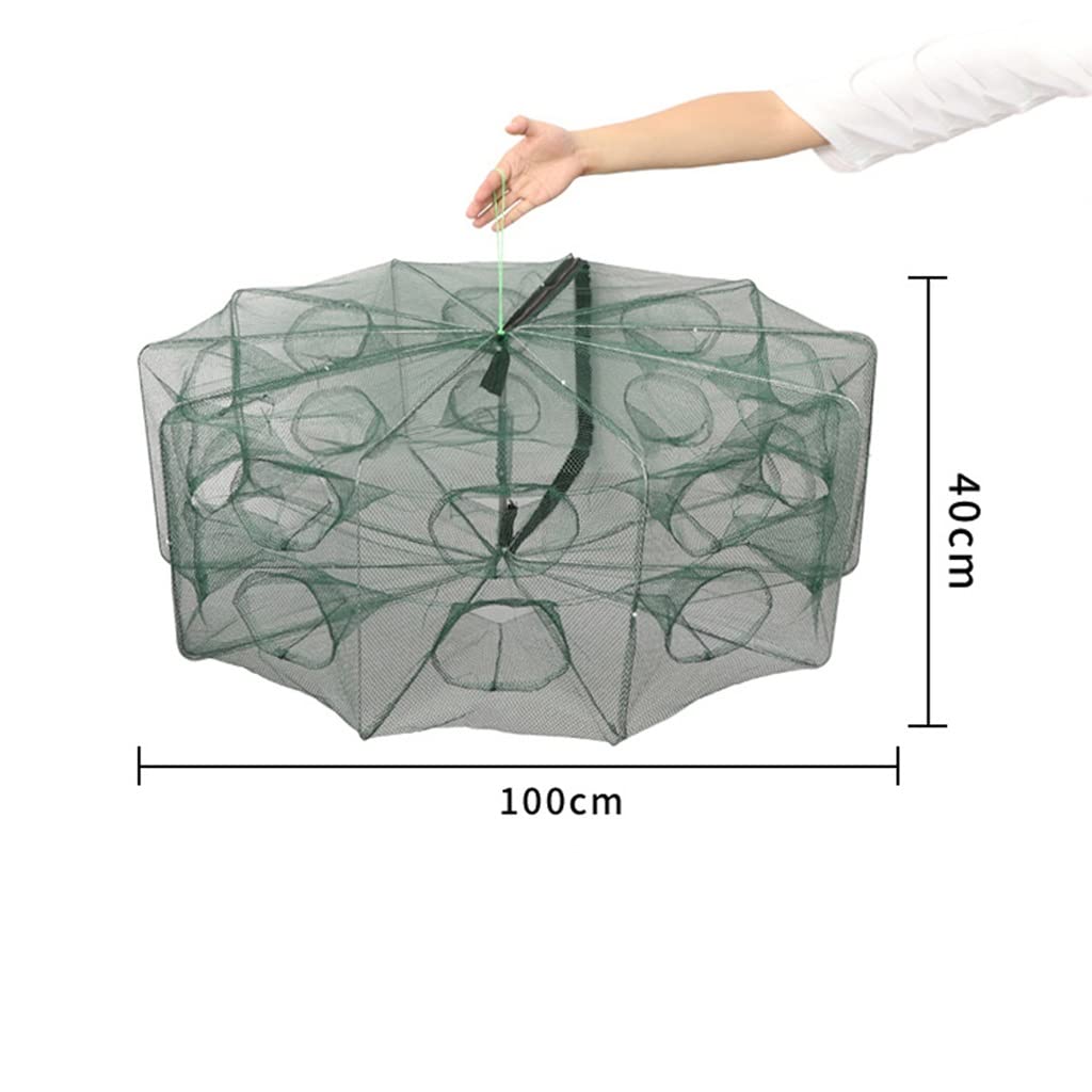 LDCHNH 12/16/20 Hole Cast Fishing Crayfish Crab Cage Nylon Foldable for Fishing Tools Traps Landing (Color : Gray, Size : 20 Holes)