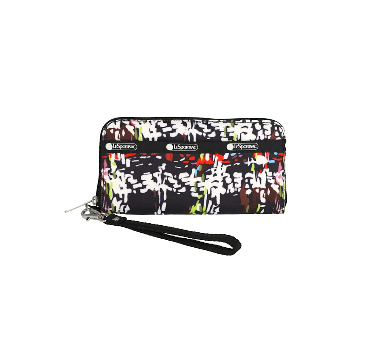 LeSportsac Running Weave Tech Wallet Wristlet, Zip Around Wallet/Detachable Wristlet Strap, Holds Cell Phone, Style 3462/Color E474, Festive Abstract Printed Weave, Modern Interpretative Plaid