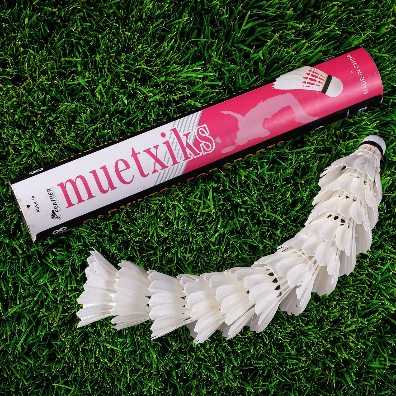 Hxusxjun 12 Pack Goose Feather Badminton Shuttlecocks,Badminton Birdies with Great Stability & Durability for Indoor Outdoor Training Sports,Great for Trainers, Amateurs, Beginners and Family