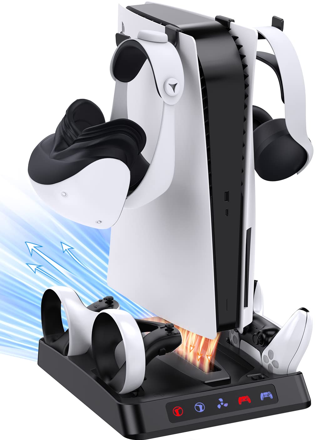Keten PS-VR 2 & PS-5 Stand Cooling Station with Dual Controller and Play-Station VR2 Controller Charging Station, PS-5 Accessories with Controller Charger, Cooling Fan, Headset Holder, Screw