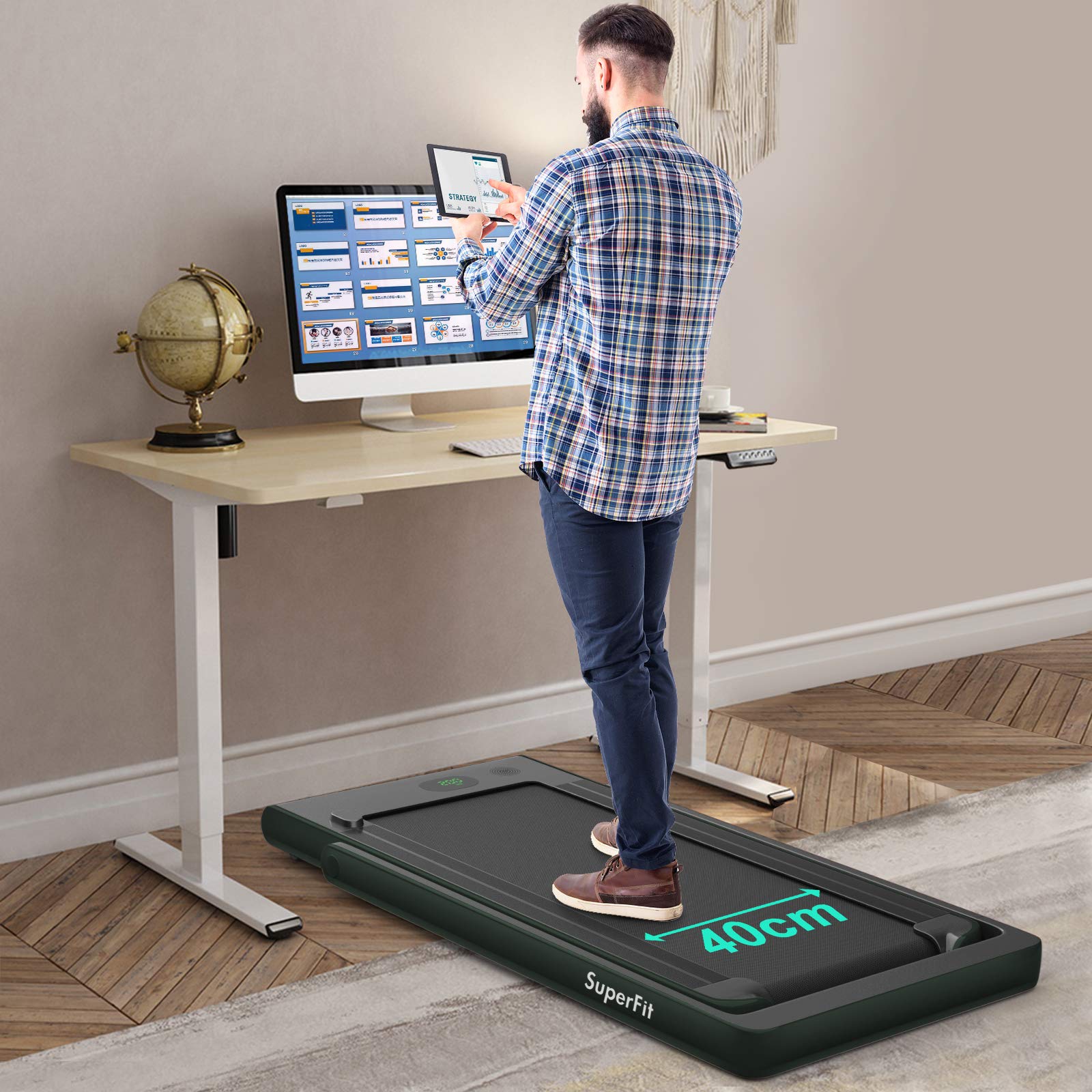 GYMAX Walking Pad, 2.25HP Foldable Treadmill with LED Display, Remote & Smart App Control, 2 in 1 Under Desk Treadmill, Portable Compact Folding Treadmill for Small Space/Home/Office (Black)